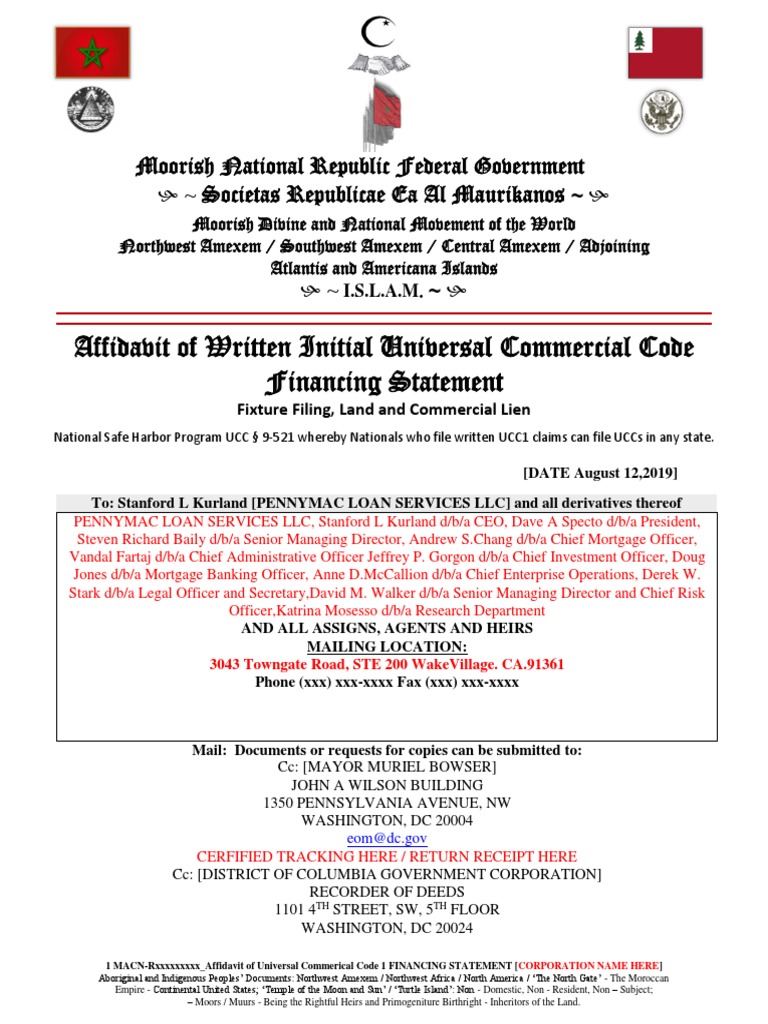 MACN-A006 Affidavit of Universal Commercial Code 1 FINANCING STATEMENT ...
