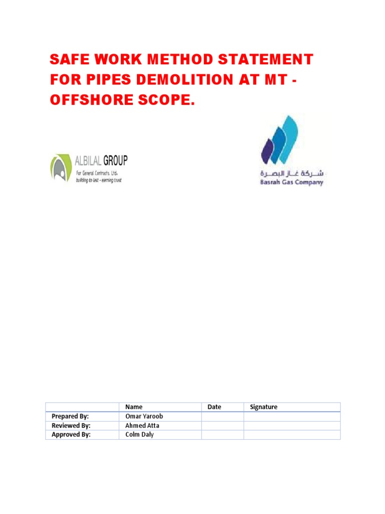 Safe Work Pipes Demolition | PDF | Demolition | Safety