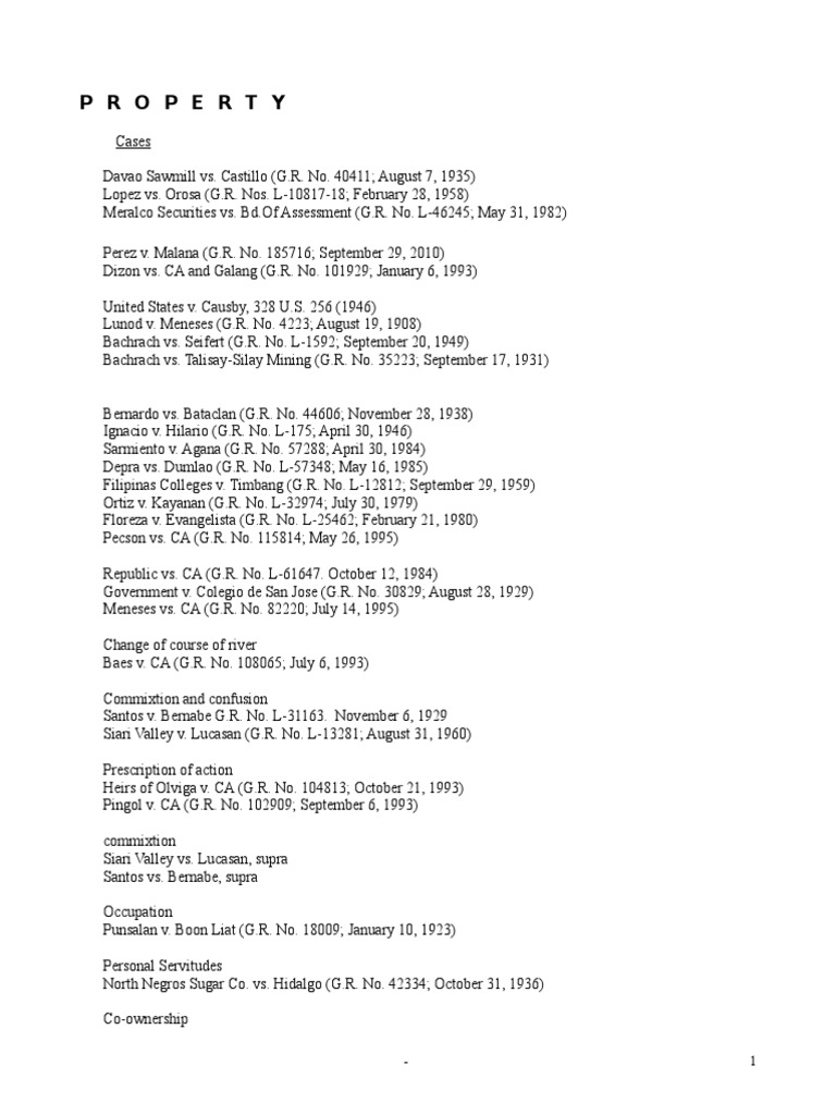 List of Cases OWNERSHIP Onwards | PDF | Civil Law (Common Law) | Legal ...