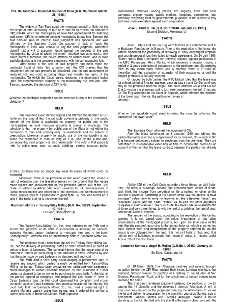 Digested Cases | PDF | Lease | Judgment (Law)