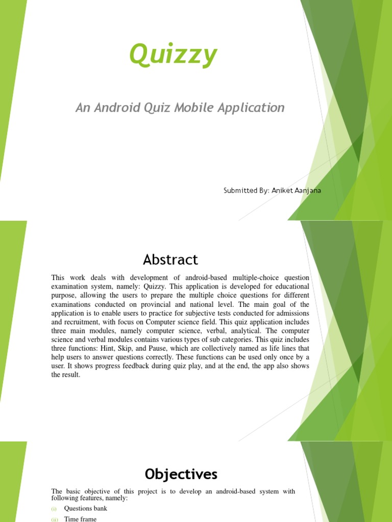 Quizzy: An Android Quiz Mobile Application | PDF | Mobile App | Android ...