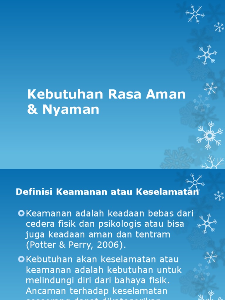 Kebutuhan Rasa Aman & Nyaman | PDF | Pengembangan Diri | Kesehatan Holistik
