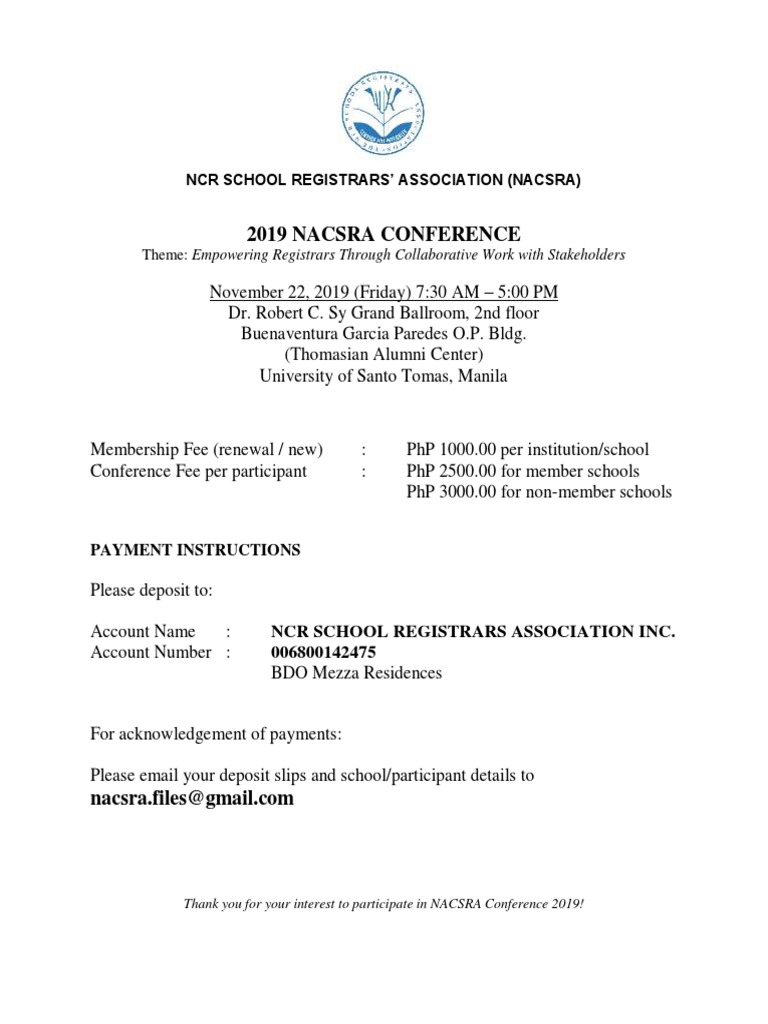 NACSRA 2019 Conference Details | PDF