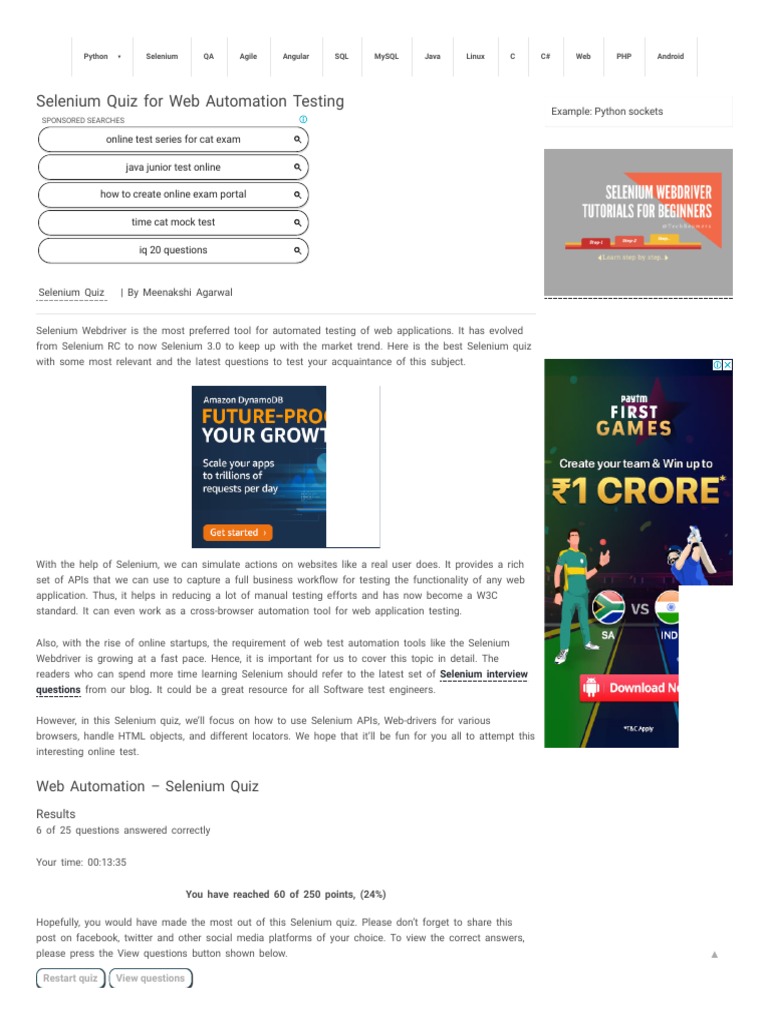 Selenium Testing | PDF | Selenium (Software) | Software
