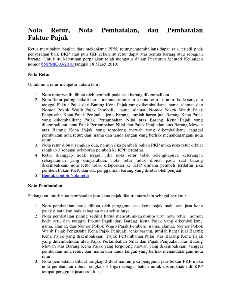 Panduan Nota Retur dan Pembatalan Pajak | PDF