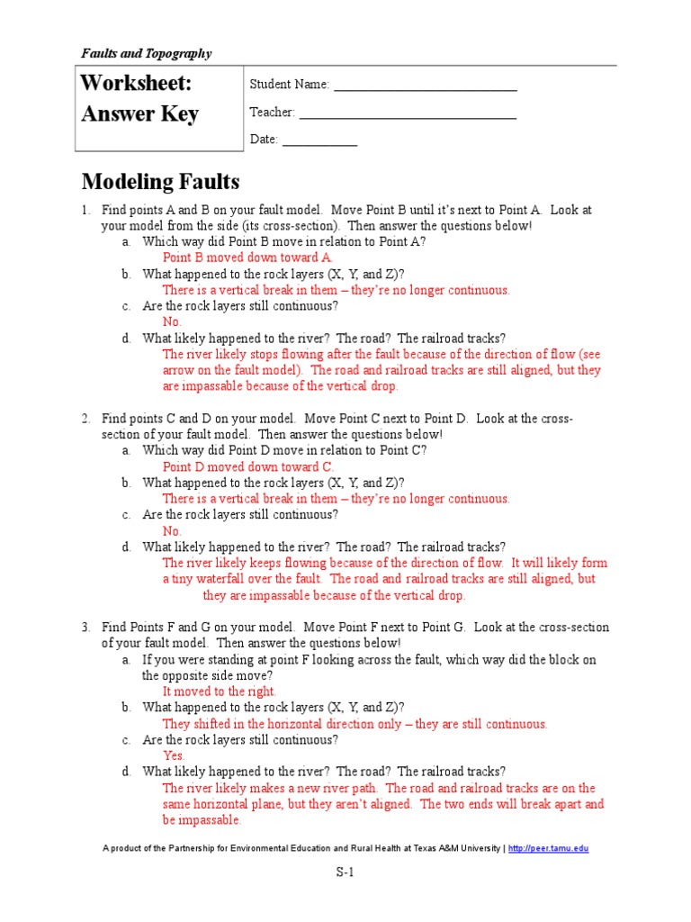 Modeling Faults Answer Key | PDF | Fault (Geology) | Earth Sciences