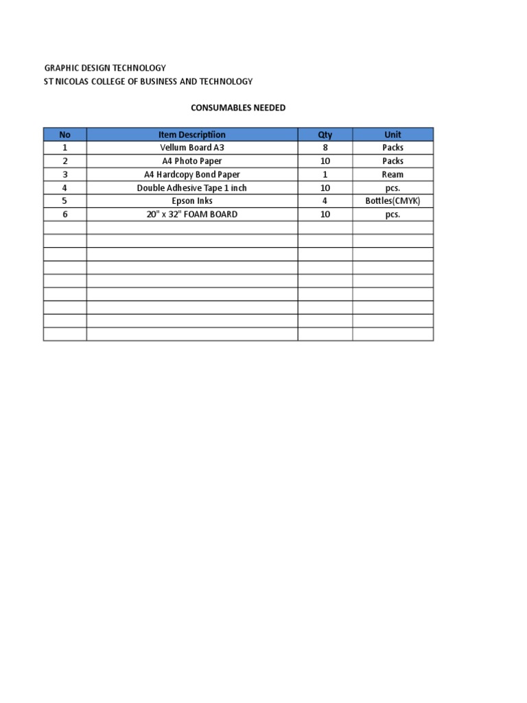 Consumable Request | PDF