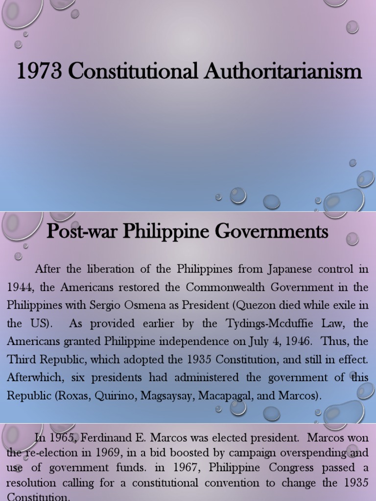 Ppt for 1973 Constitutional Authoritarianism | President Of The ...