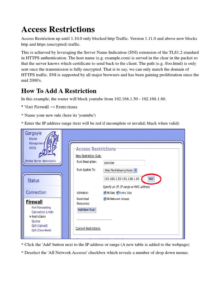 Access Restrictions: How To Add A Restriction | PDF