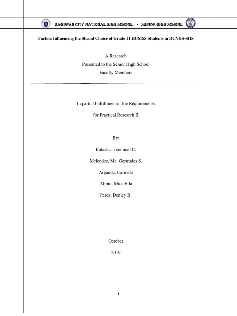 Factors Influencing The Strand Choice of Grade 11 HUMSS Students in ...