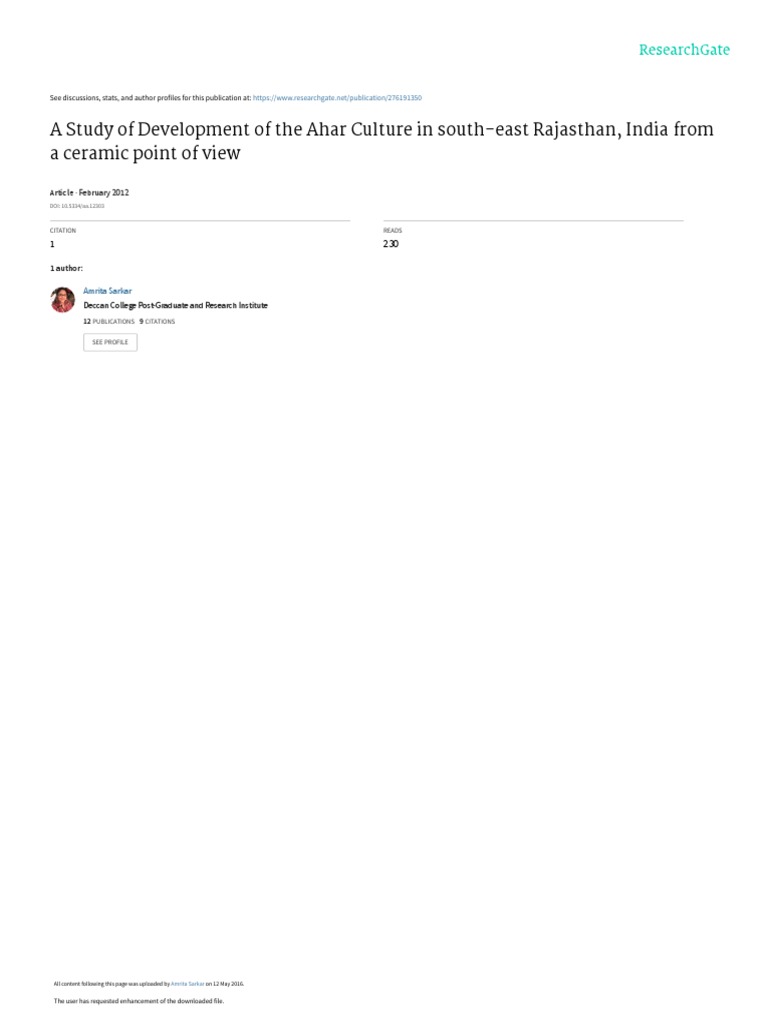 Ahar Culture in Ancient India | PDF | Pottery | Archaeology