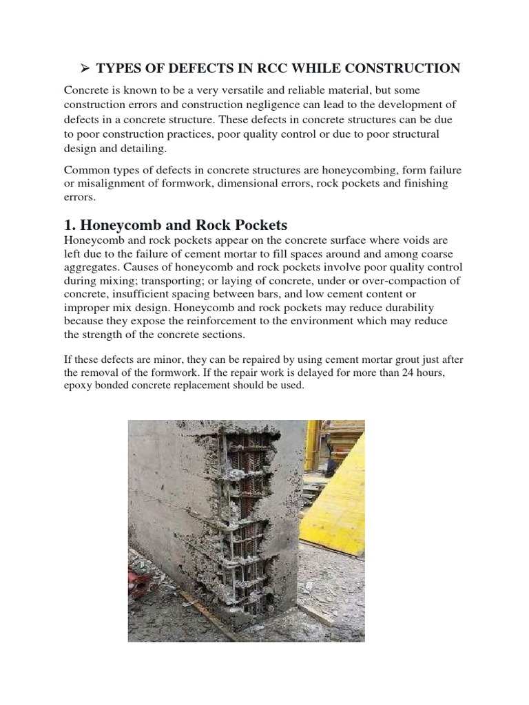 Types of Defects After and While Consruction | PDF | Concrete ...