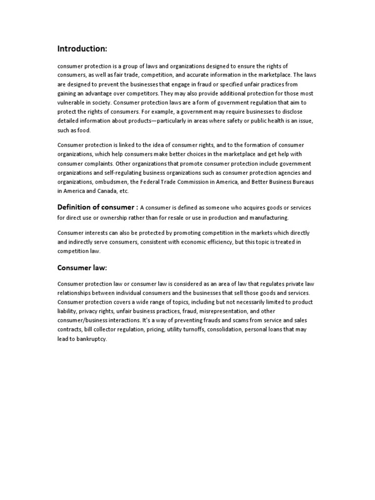 Project On Consumer Protection | PDF | Consumer Protection | Business