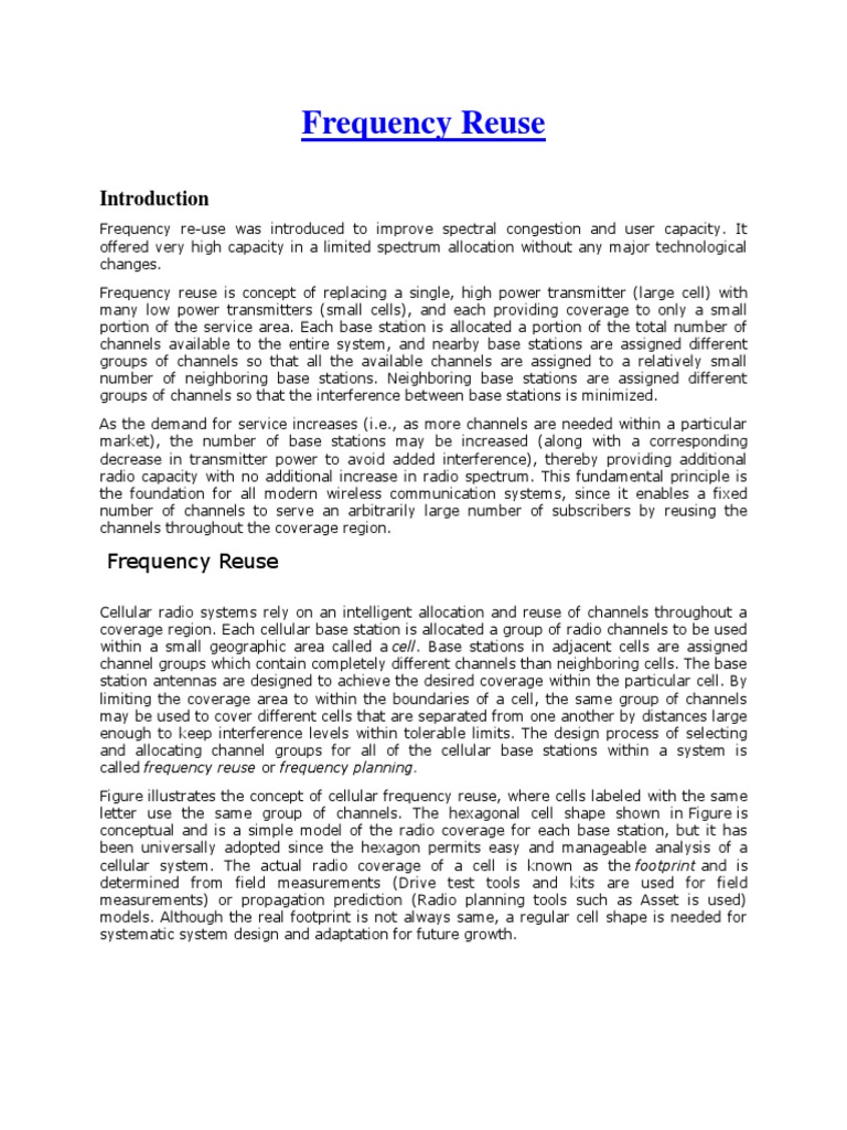 Understanding Frequency Reuse in Cellular Networks | PDF | Cellular ...