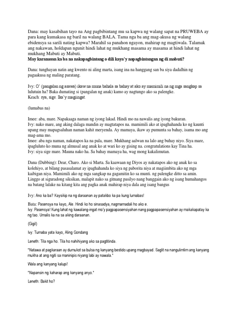 Panitikan Ang Kalupi Script | PDF