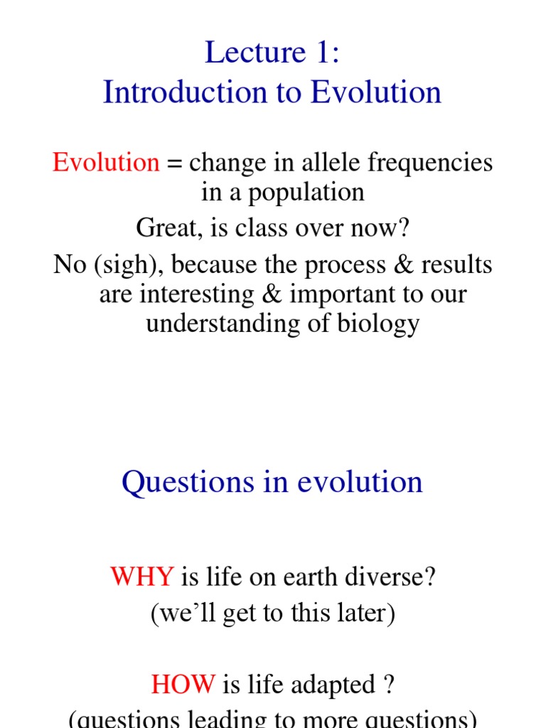 Introduction to the Foundations of Modern Evolutionary Theory | PDF ...