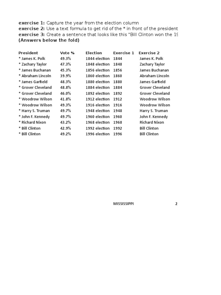 Exercise Class 2 | PDF | Presidents Of The United States | American ...