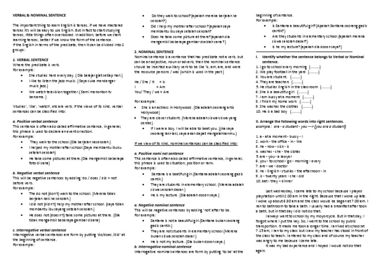 Verbal Nominal Sentence | PDF | Verb | Predicate (Grammar)