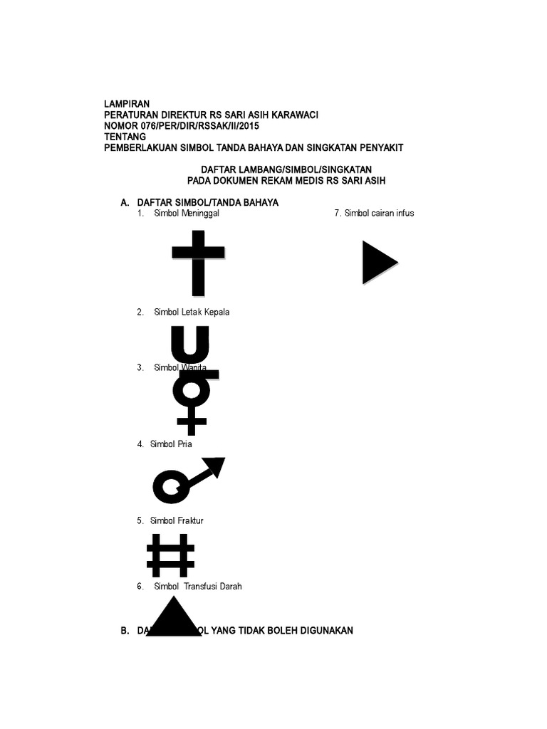 SK Pemberlakuan Simbol Tanda Bahaya Dan Singkatan Penyakit | PDF