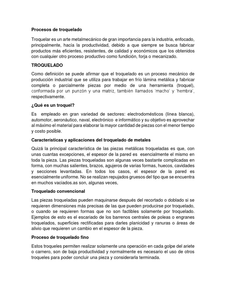 Proceso de Troquelado de Metales | PDF | Mecanizado | Aluminio