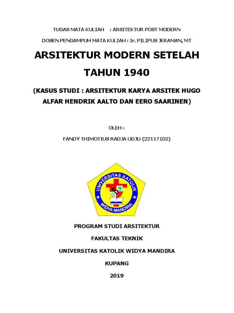 Arsitektur Karya Arsitek Hugo Alfar Henrik Aalto Dan Eero Saarinen