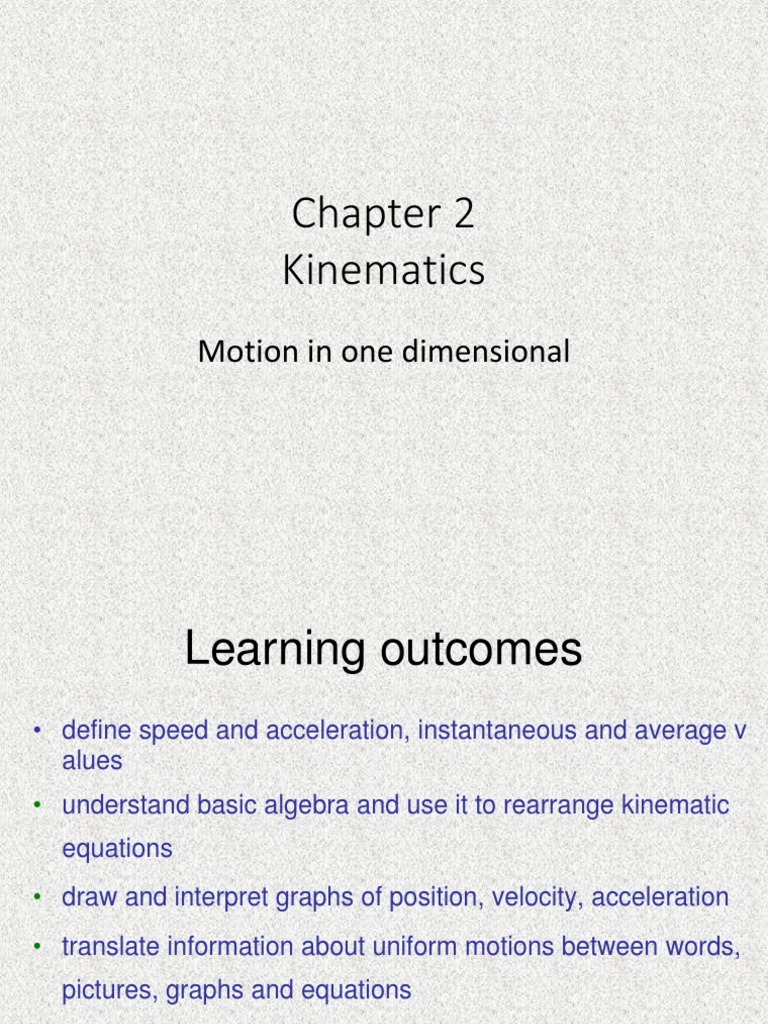 Chapter-2 Kinematics | PDF | Velocity | Acceleration