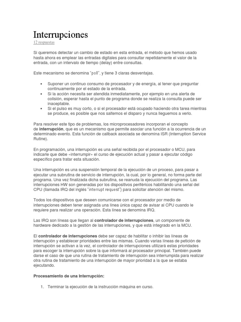 Interrupciones Con Arduino | PDF | Microcontrolador | Unidad Central de procesamiento
