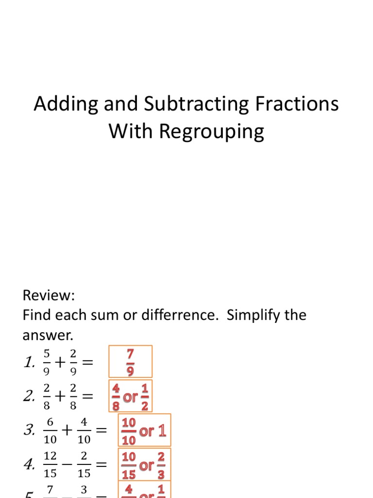 Adding and Subtracting Dissimilar Fractions | PDF | Fraction ...