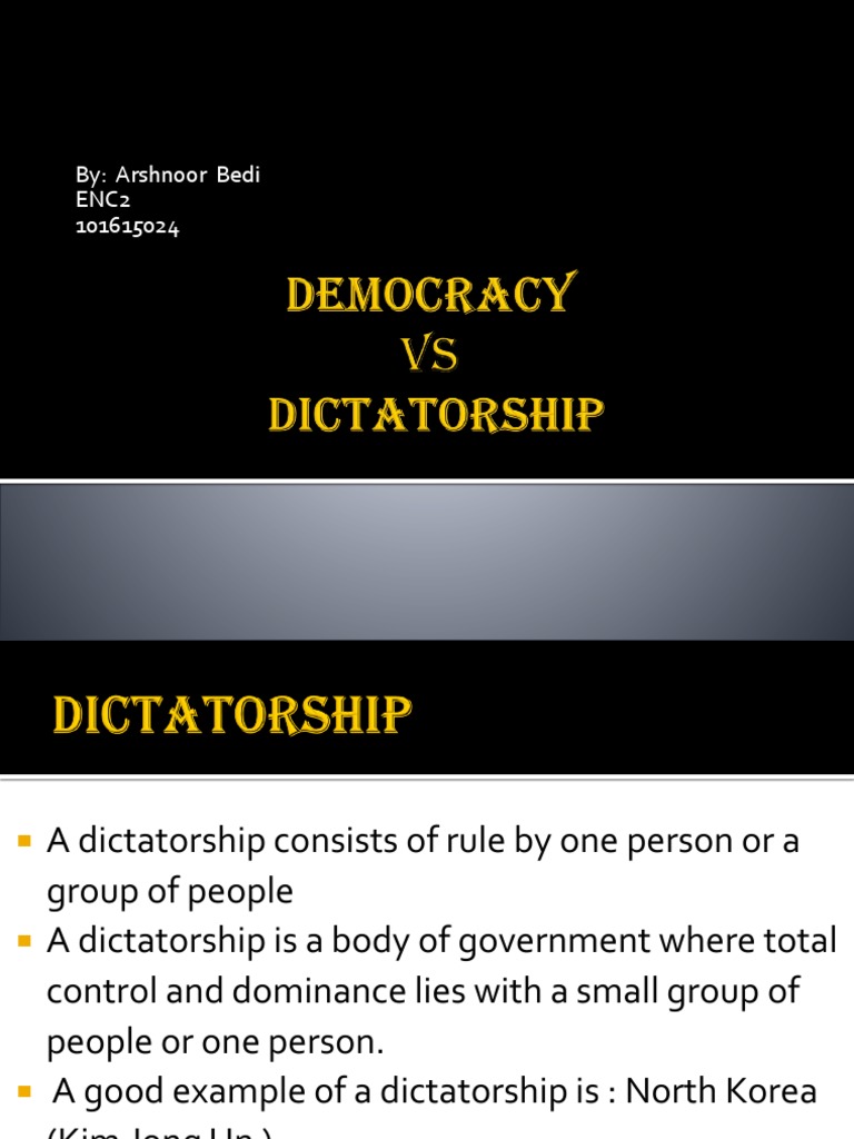 Democracy vs. Dictatorship Explained | PDF | Elections | Democracy
