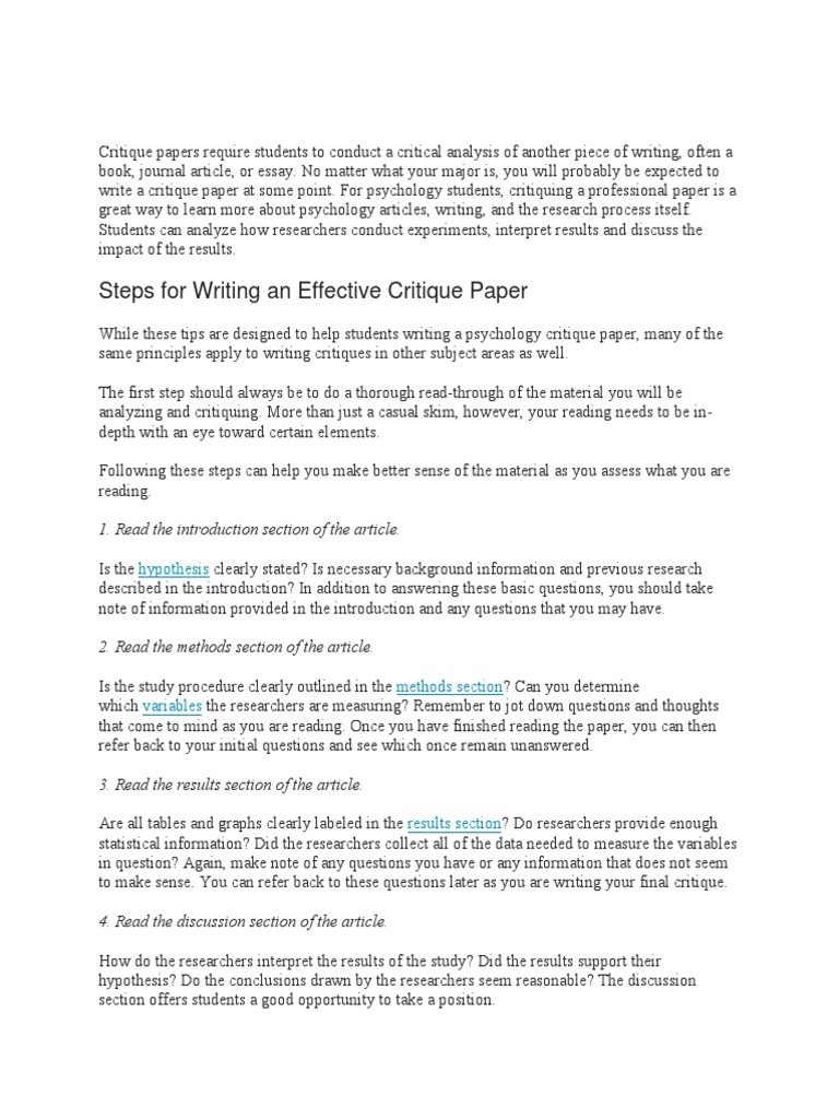 Lord How To Critique Article | PDF | Justification | Psychology
