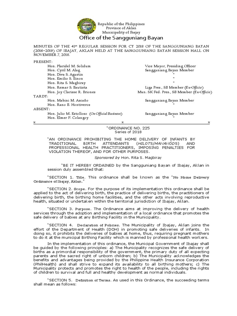 Office of The Sangguniang Bayan: Sponsored by Hon. Rita S. Magbiray ...