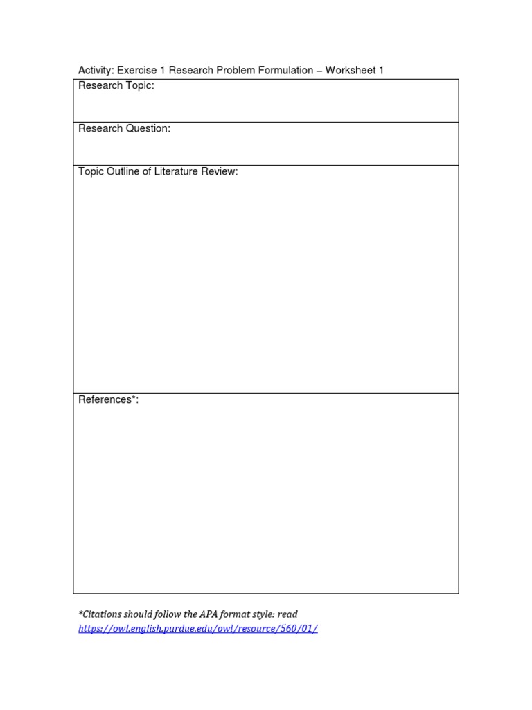 Research Problem Formulation Worksheet | PDF