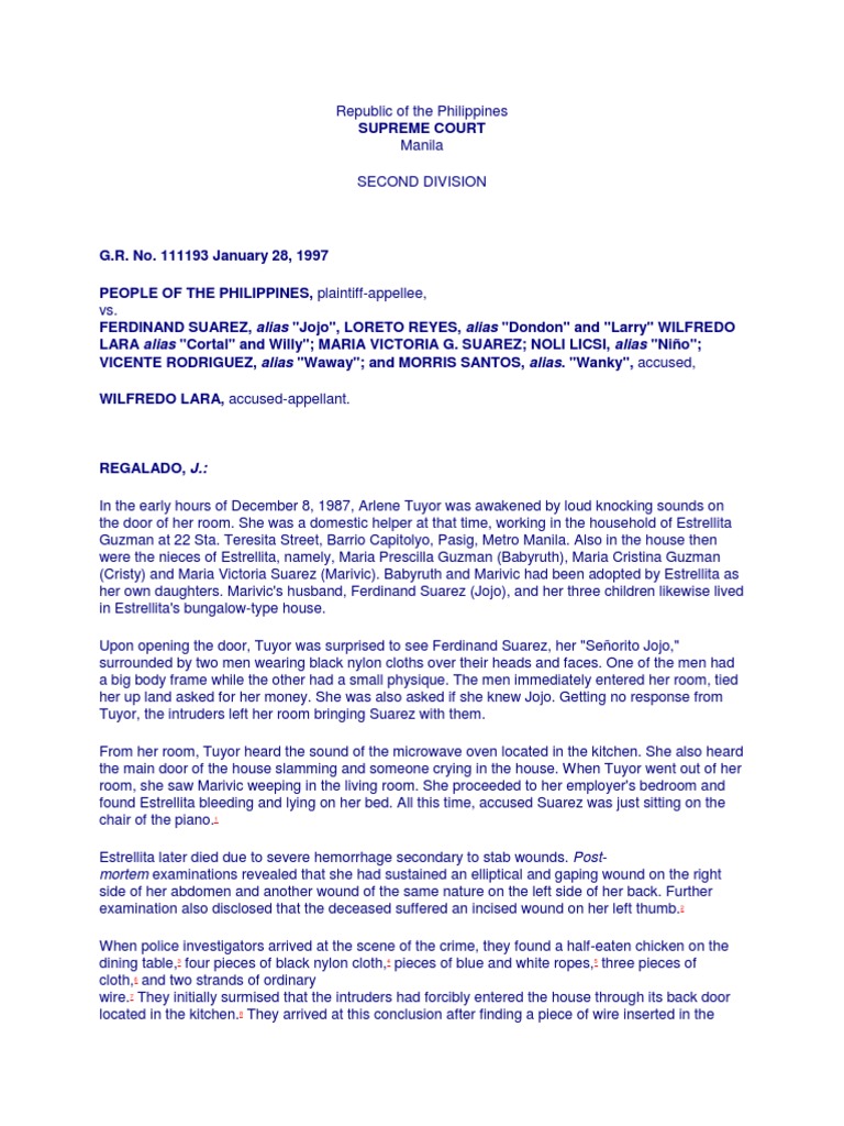 PP V. Suarez | PDF | Confession (Law) | Witness