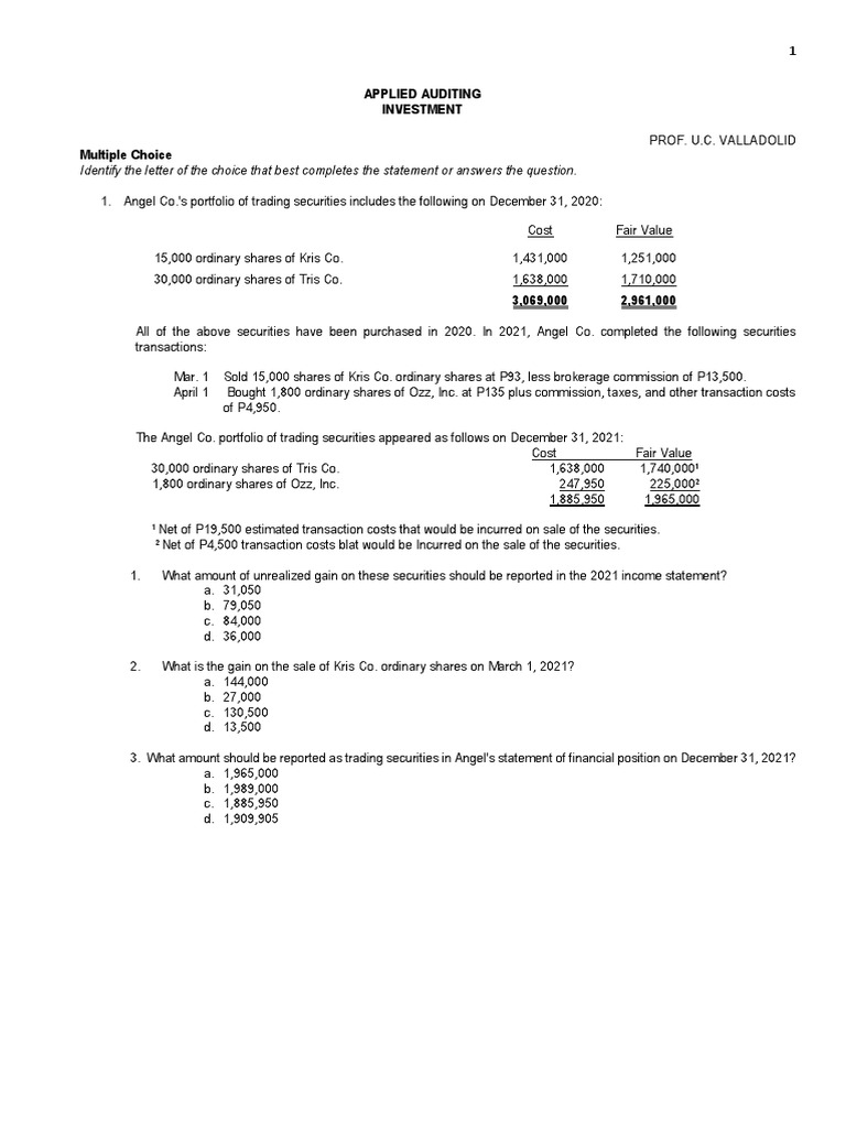 AP - Investment | PDF | Bonds (Finance) | Book Value