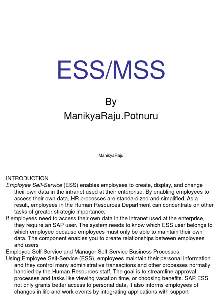 ESS/MSS Setup Guide | PDF | Business Process | Human Resources