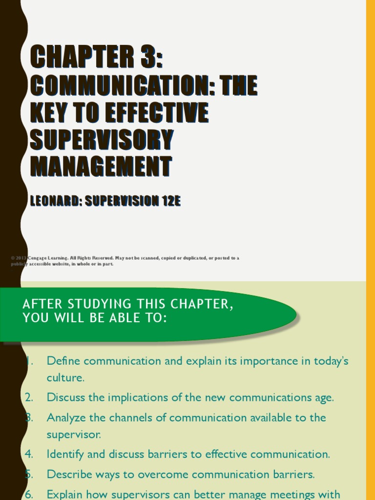 Communication: The Key To Effective Supervisory Management: Leonard ...