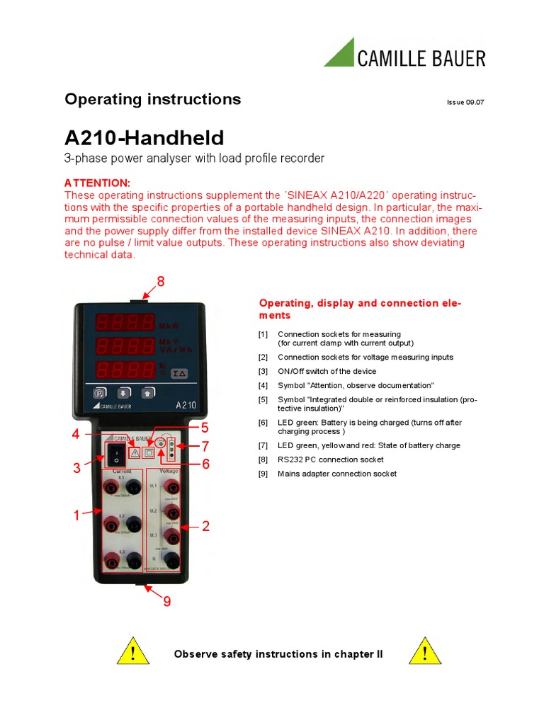 A210-Handheld: Operating Instructions | PDF | Mains Electricity | Power ...
