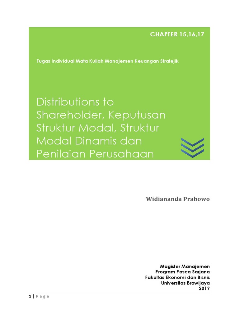 Chapt 15,16,17 - Distributions, Struktur Modal, Struktur Modal Dinamis | PDF