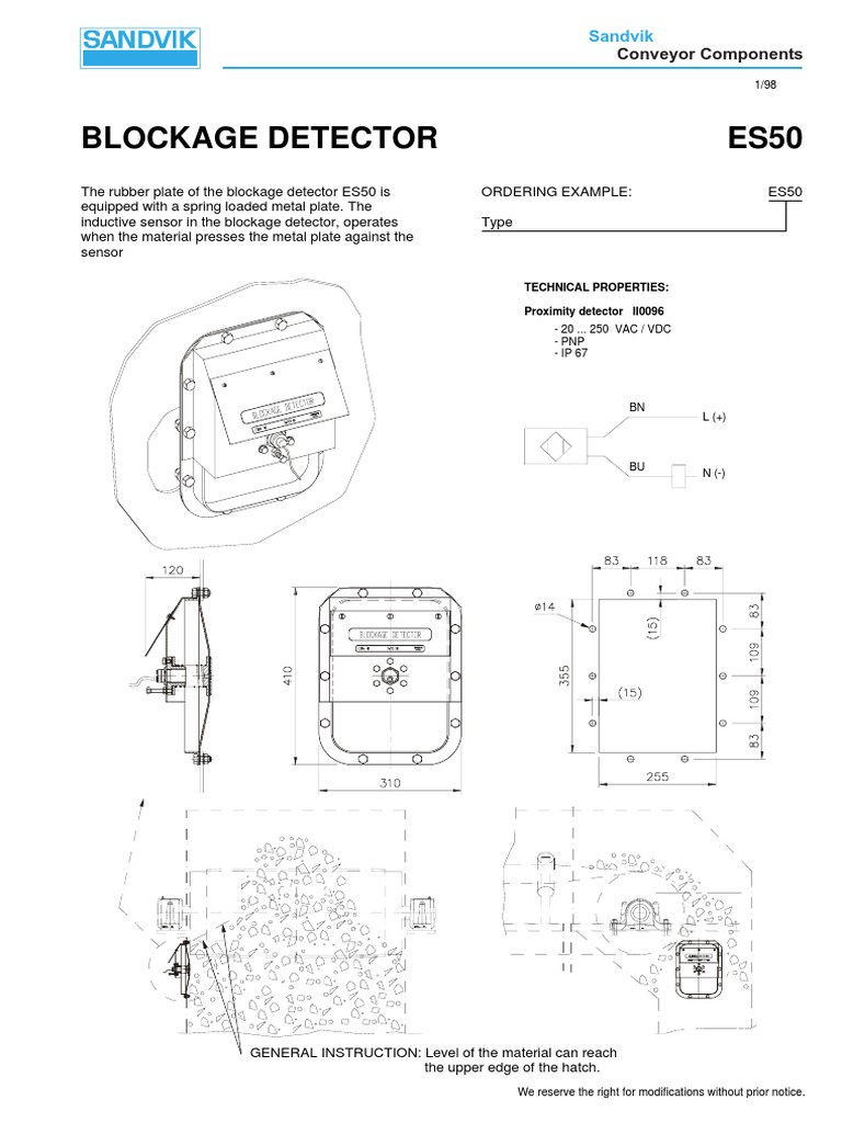 Blockage Detector ES50: Conveyor Components | PDF