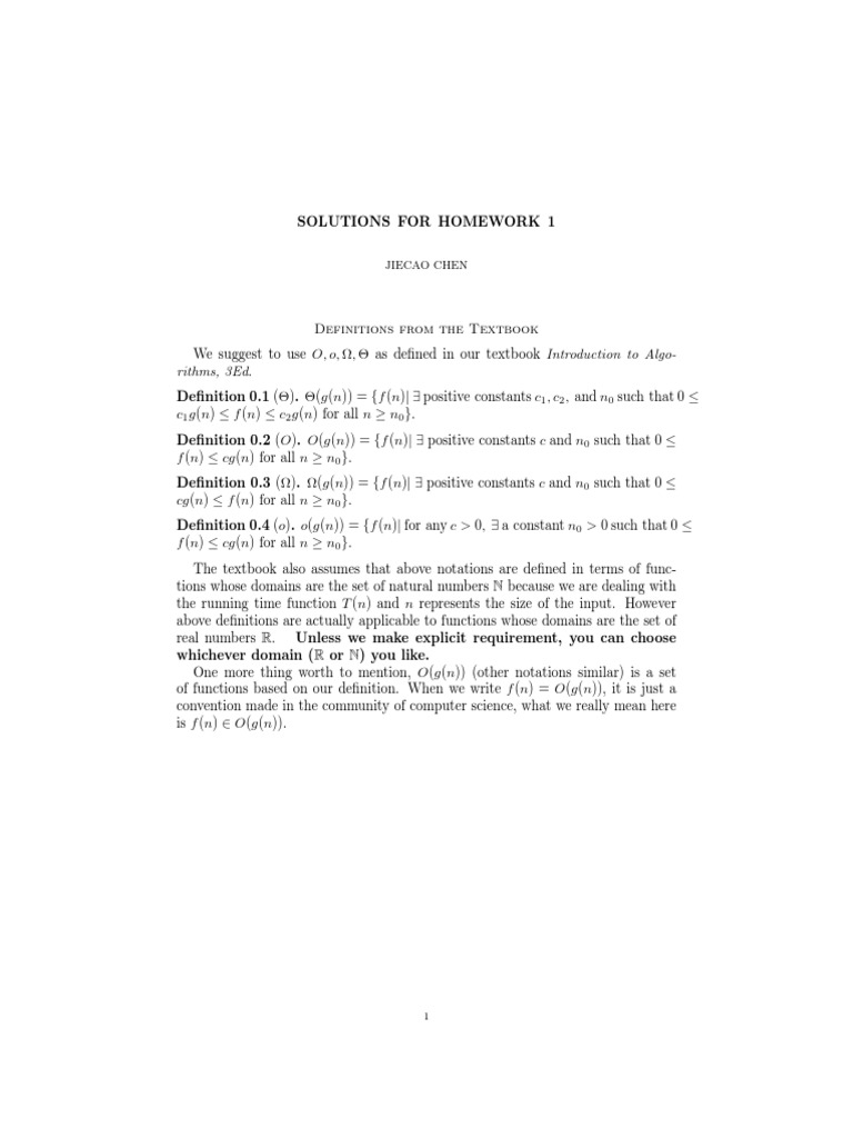 Sol 1 | PDF | Time Complexity | Function (Mathematics)