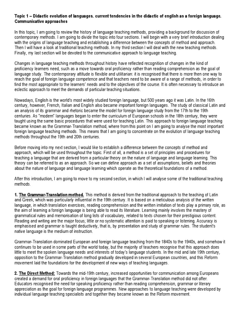 1 - Didactic Evolution of Languages | PDF | Language Education | Second ...