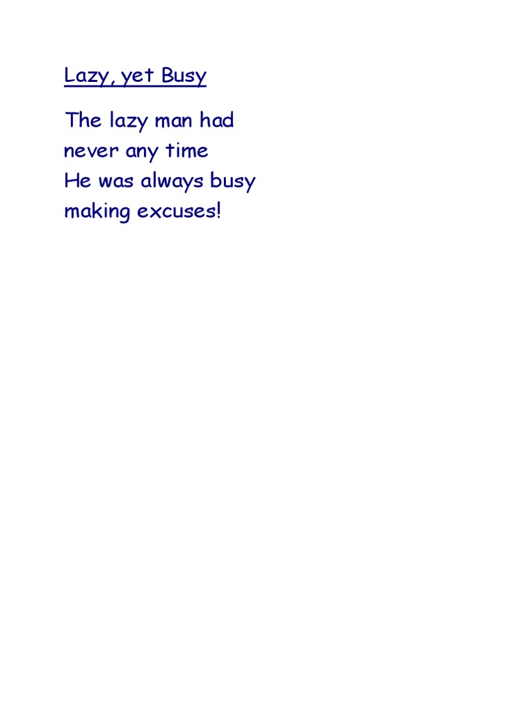 The Busy Excuses of a Lazy Man | PDF | Language Arts & Discipline