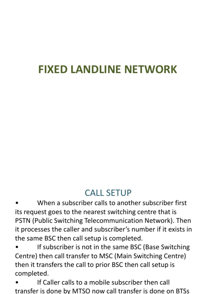Fixed Landline Network | PDF | Telephone Exchange | Telephone