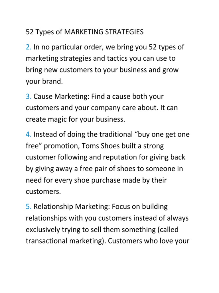 52 Types of Marketing Strategies | PDF | Direct Marketing | Marketing