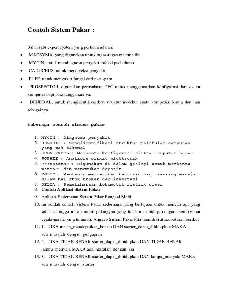 Contoh Sistem Pakar | PDF