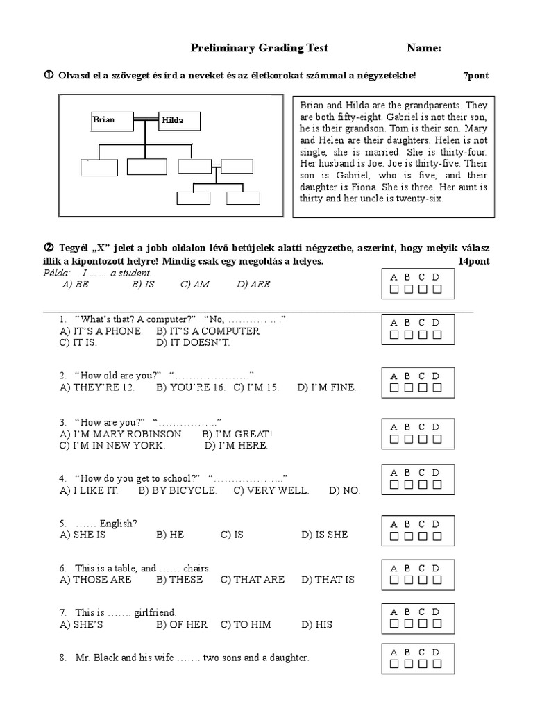 Grading Test Elementary | PDF