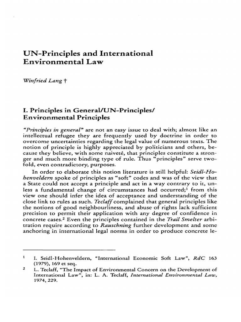 UN Principles + International Environmental Law | PDF | Environmental ...