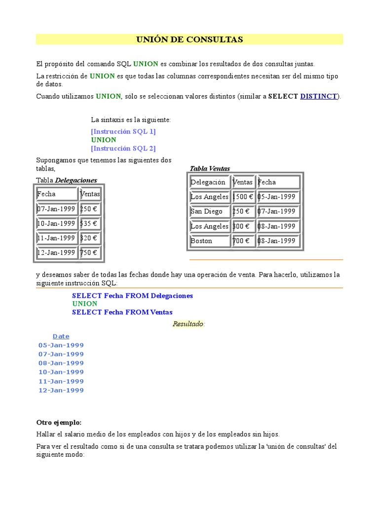 Unión de Consultas Teoría | PDF | SQL | Desarrollo de software