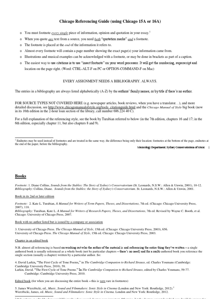 Chicago 16A Referencing Guide | PDF | Citation | Writing