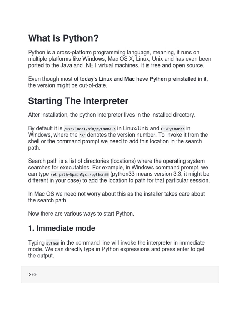 What Is Python?: 1. Immediate Mode | PDF | Integrated Development Environment | Reserved Word